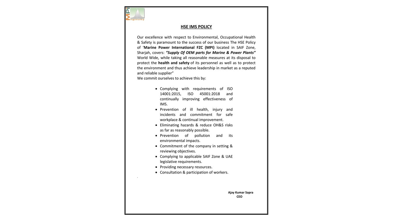 About Marine Power International FZC